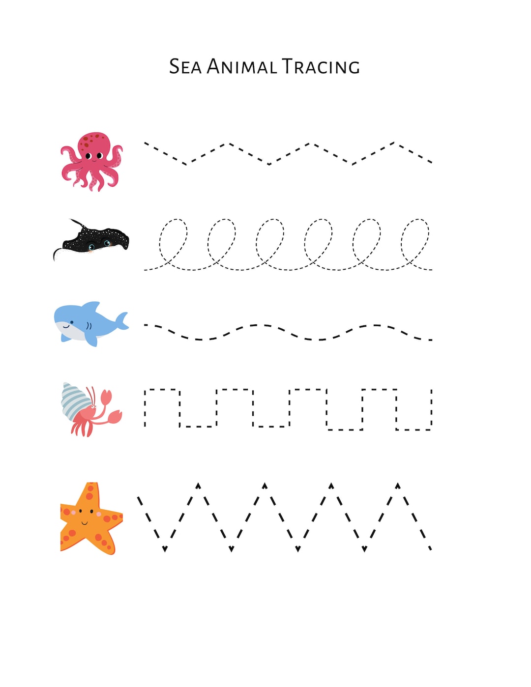 Line Tracing With Animals - Etsy