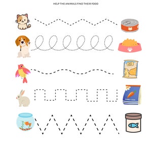 Line Tracing With Animals - Etsy