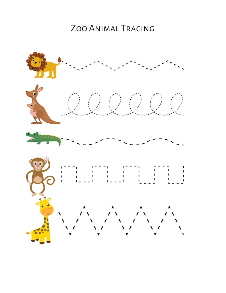 Line Tracing With Animals - Etsy
