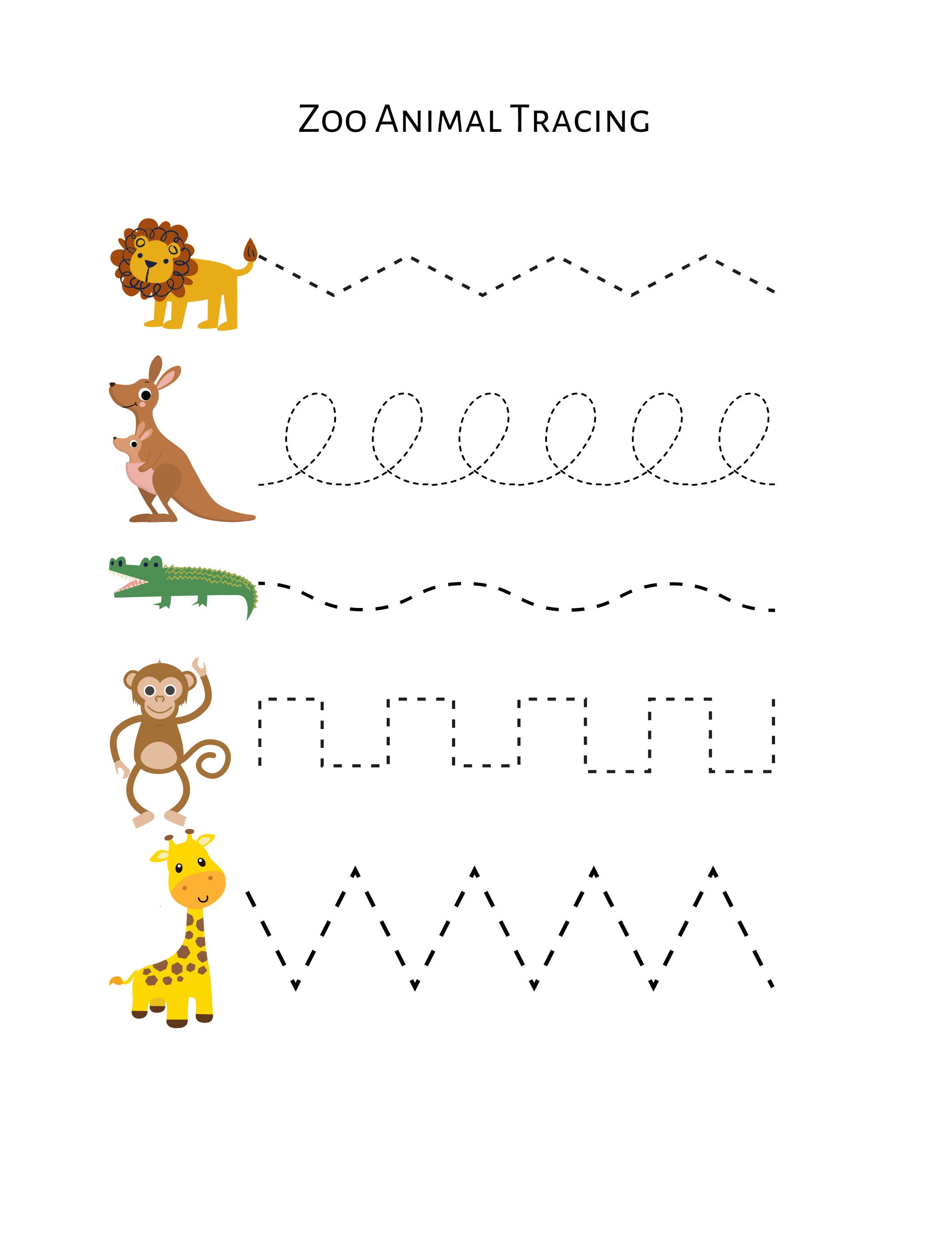 Line Tracing With Animals - Etsy
