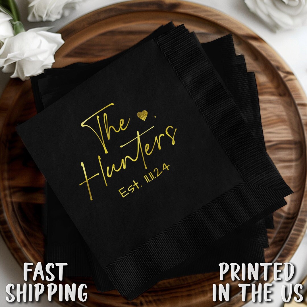 Personalized Foil Napkins Wedding, Custom Bar Napkins Reception ...