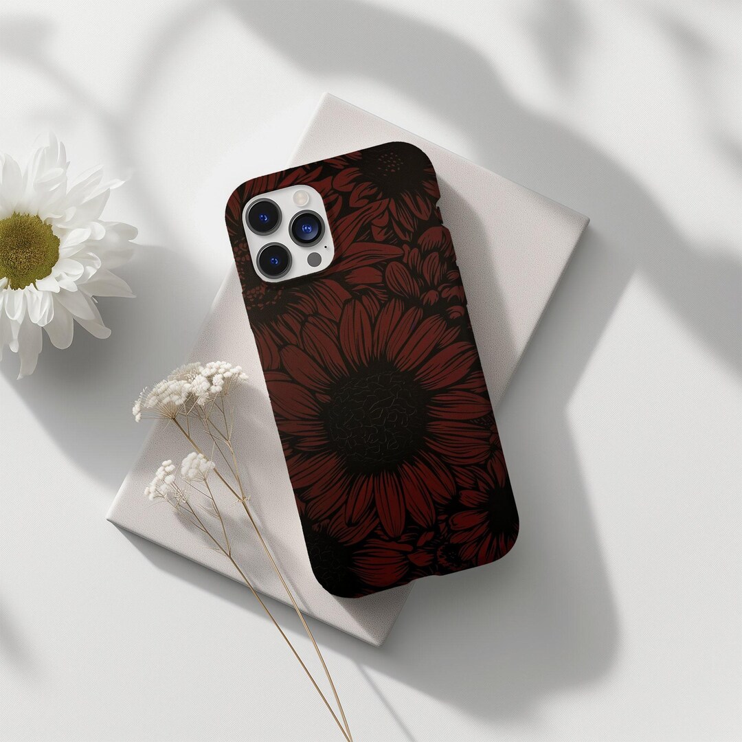 Red Sunflower iPhone Case: Floral Art Design - Etsy