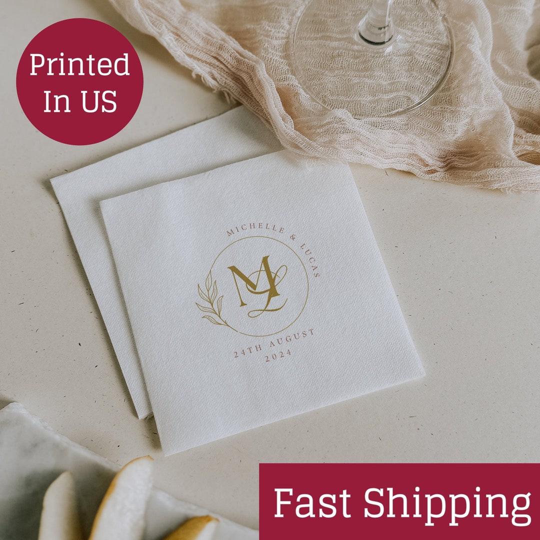 Custom Monogram Wedding Napkins: Personalized Rehearsal Dinner Napkins ...