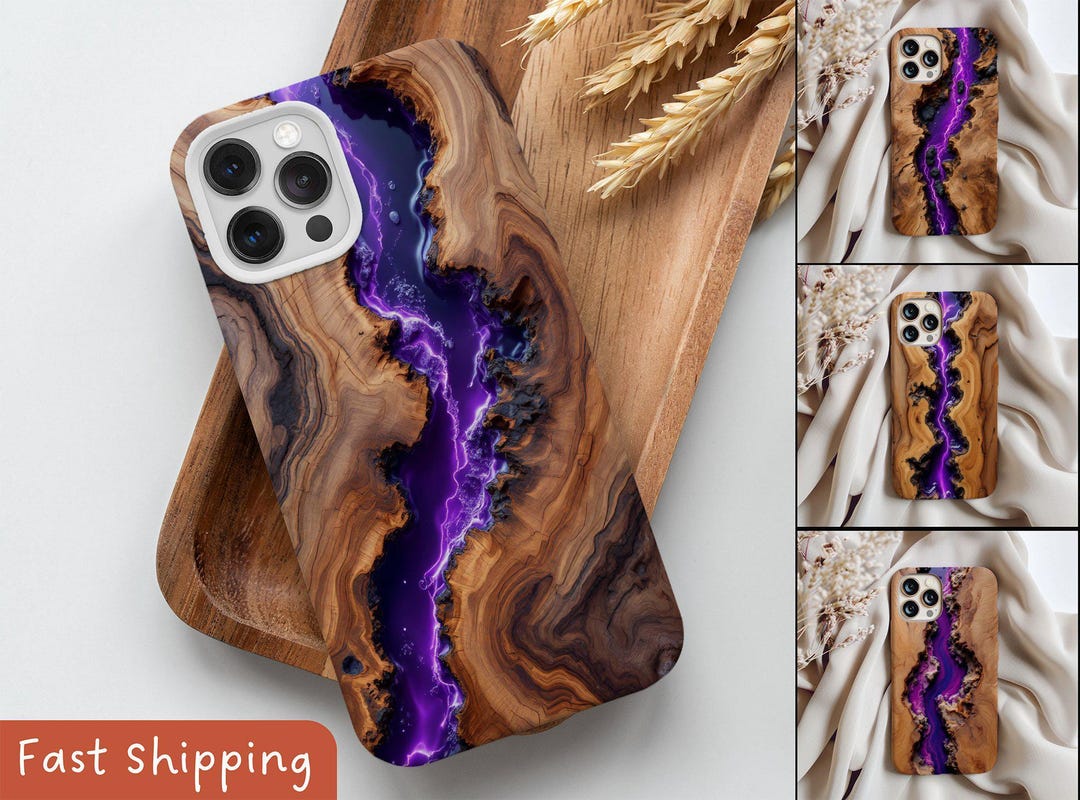 Purple Resin Phone Case Printed Design, Faux Epoxy Phone Cover, iPhone ...