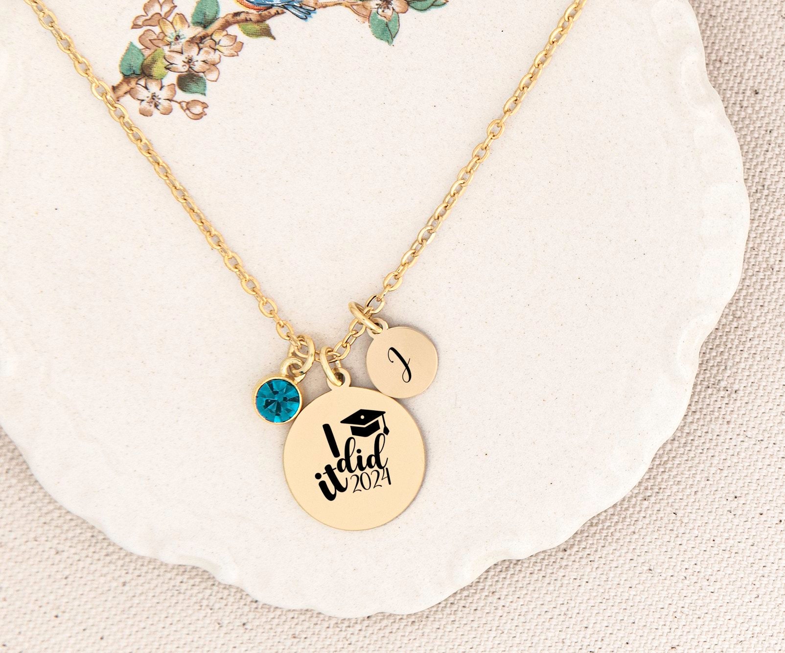 Personalized Graduation Necklace 2024, Custom Birthstone Necklace With ...