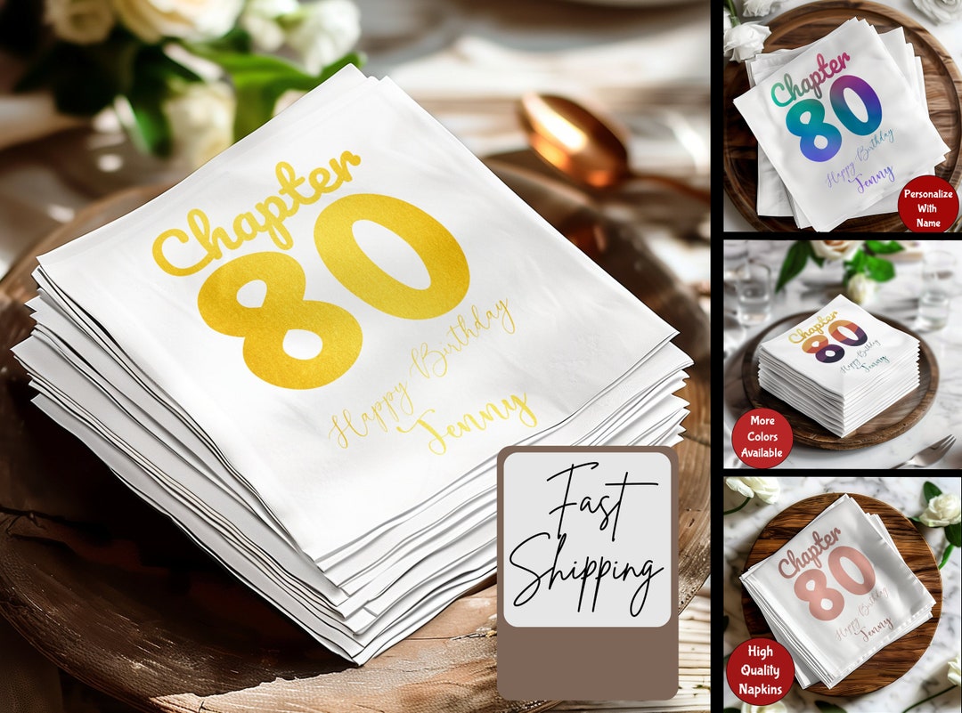 Hello 80th Birthday Napkins: Milestone Party Supplies - Etsy