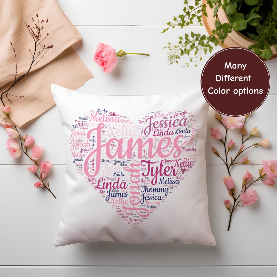 Personalized Name Pillow, Custom Word Art, Family Name Throw Pillow ...