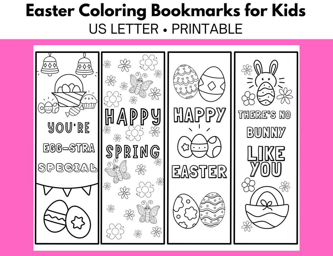 Easter Coloring Bookmarks for Kids, Spring Coloring Bookmarks, Easter ...