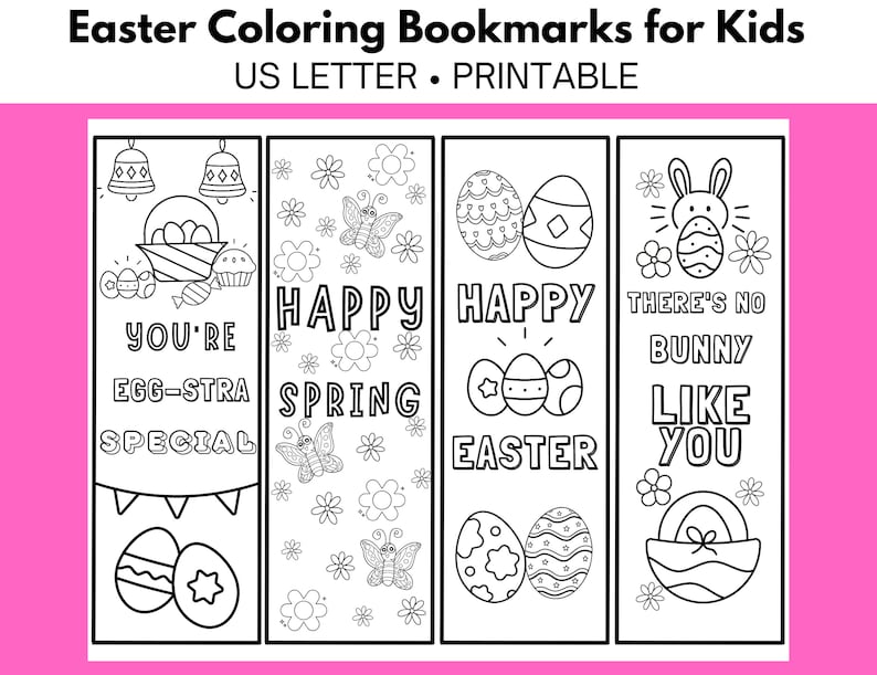 Easter Coloring Bookmarks for Kids, Spring Coloring Bookmarks, Easter ...