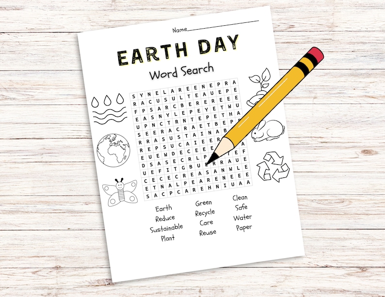 Earth Day Coloring Pages and Earth Day Word Search for Kids, Earth Day ...