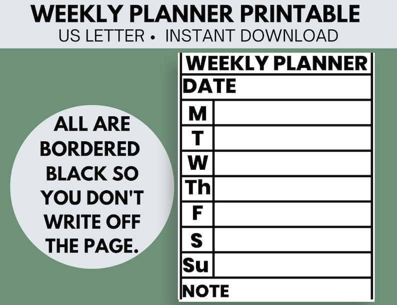 Low Vision Weekly Planner - Low Vision Grocery List - Low Vision Thick ...