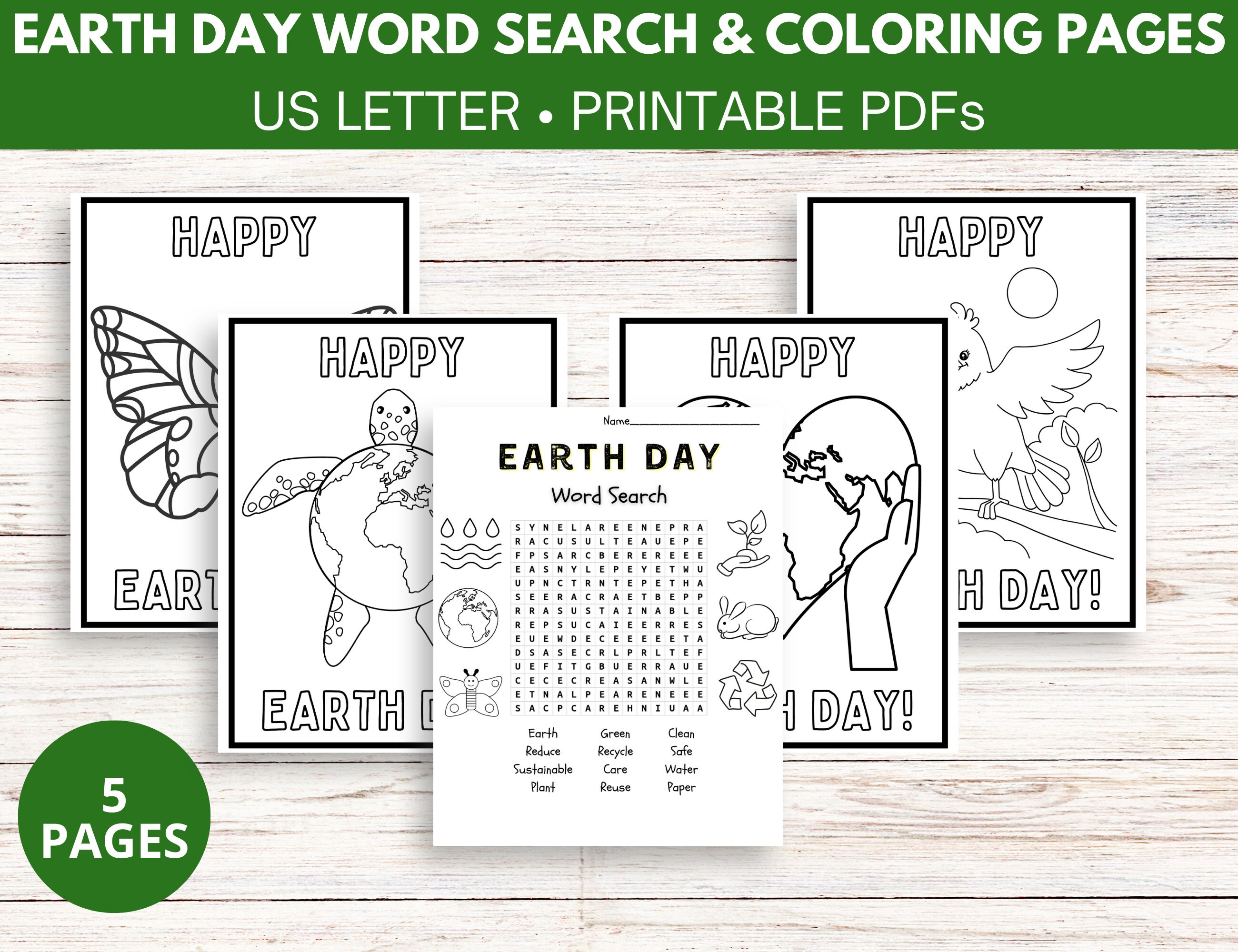 Earth Day Coloring Pages and Earth Day Word Search for Kids, Earth Day ...