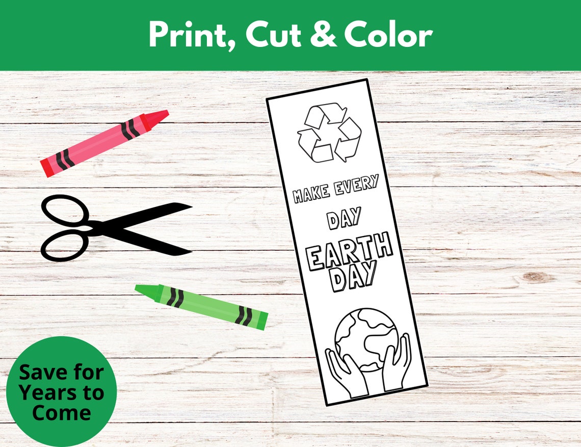 Earth Day Coloring Bookmarks for Kids, Spring Coloring Bookmarks, Earth ...