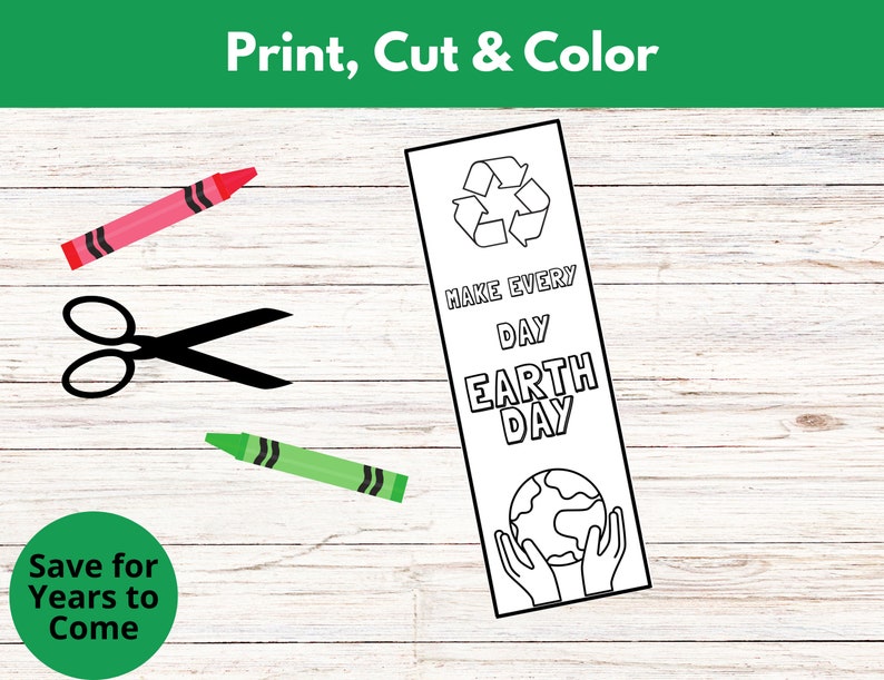Earth Day Coloring Bookmarks for Kids, Spring Coloring Bookmarks, Earth ...