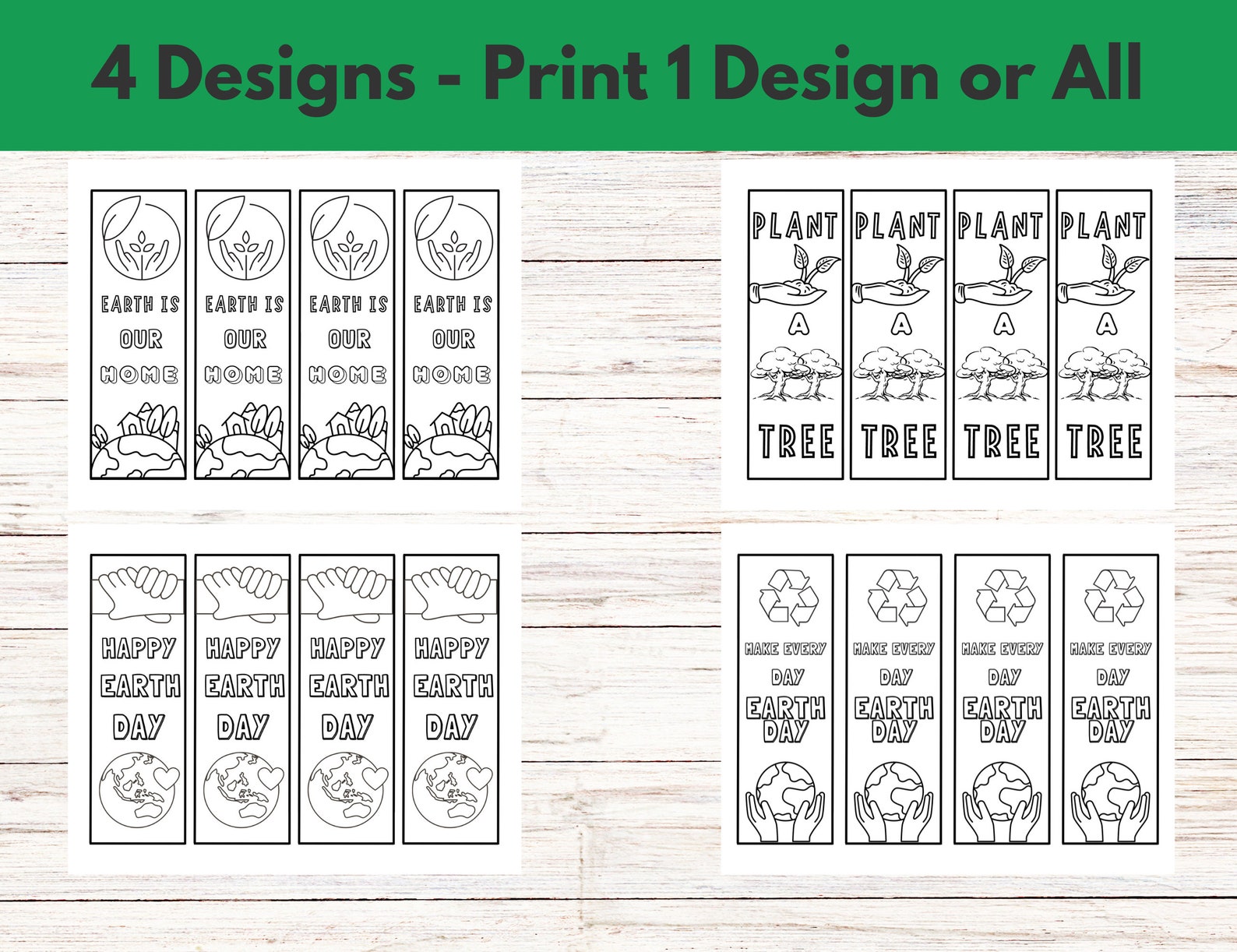 Earth Day Coloring Bookmarks for Kids, Spring Coloring Bookmarks, Earth ...