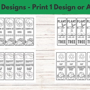 Earth Day Coloring Bookmarks for Kids, Spring Coloring Bookmarks, Earth ...