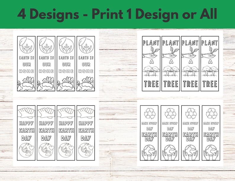 Earth Day Coloring Bookmarks for Kids, Spring Coloring Bookmarks, Earth ...