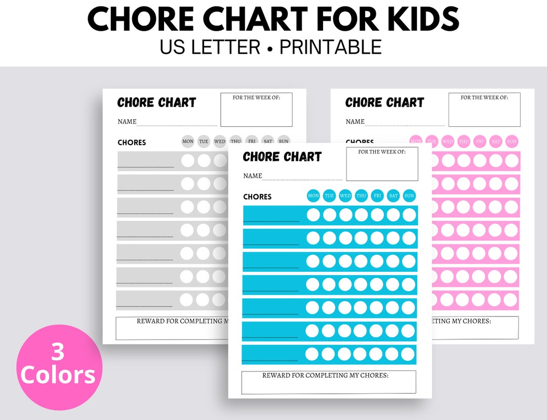Chore Chart for Kids, Kids Chores, Kids Chore Chart, Responsibility ...