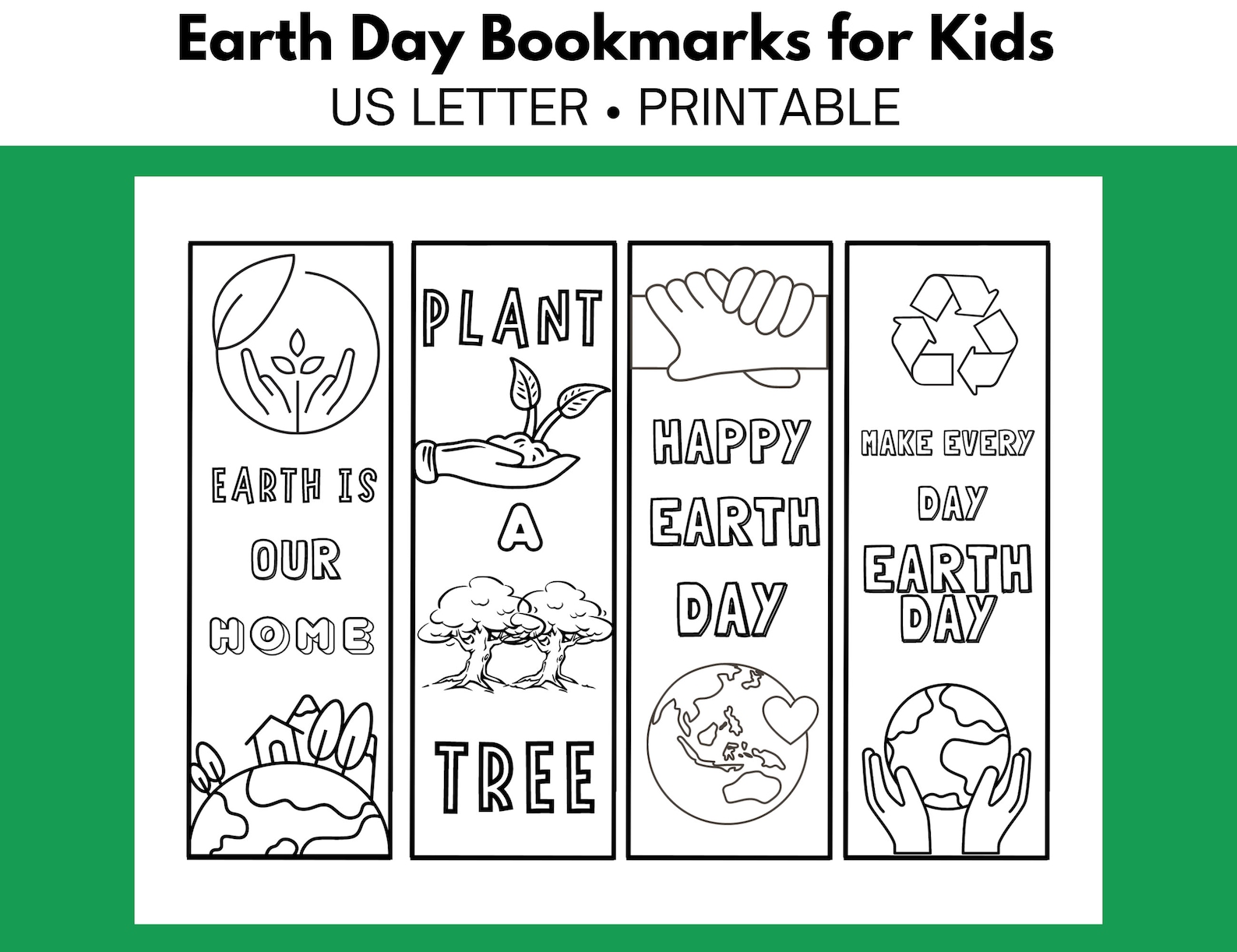 Earth Day Coloring Bookmarks, Kids Spring Activity (PDF Pattern) - Etsy