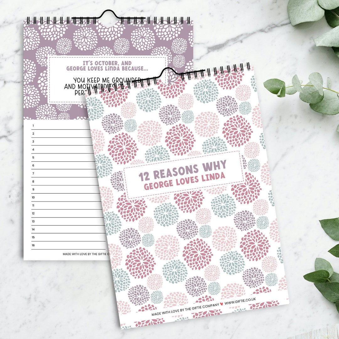 Why I Love You Floral A4 Calendar 2024 2025 Start Any Month Wall ...