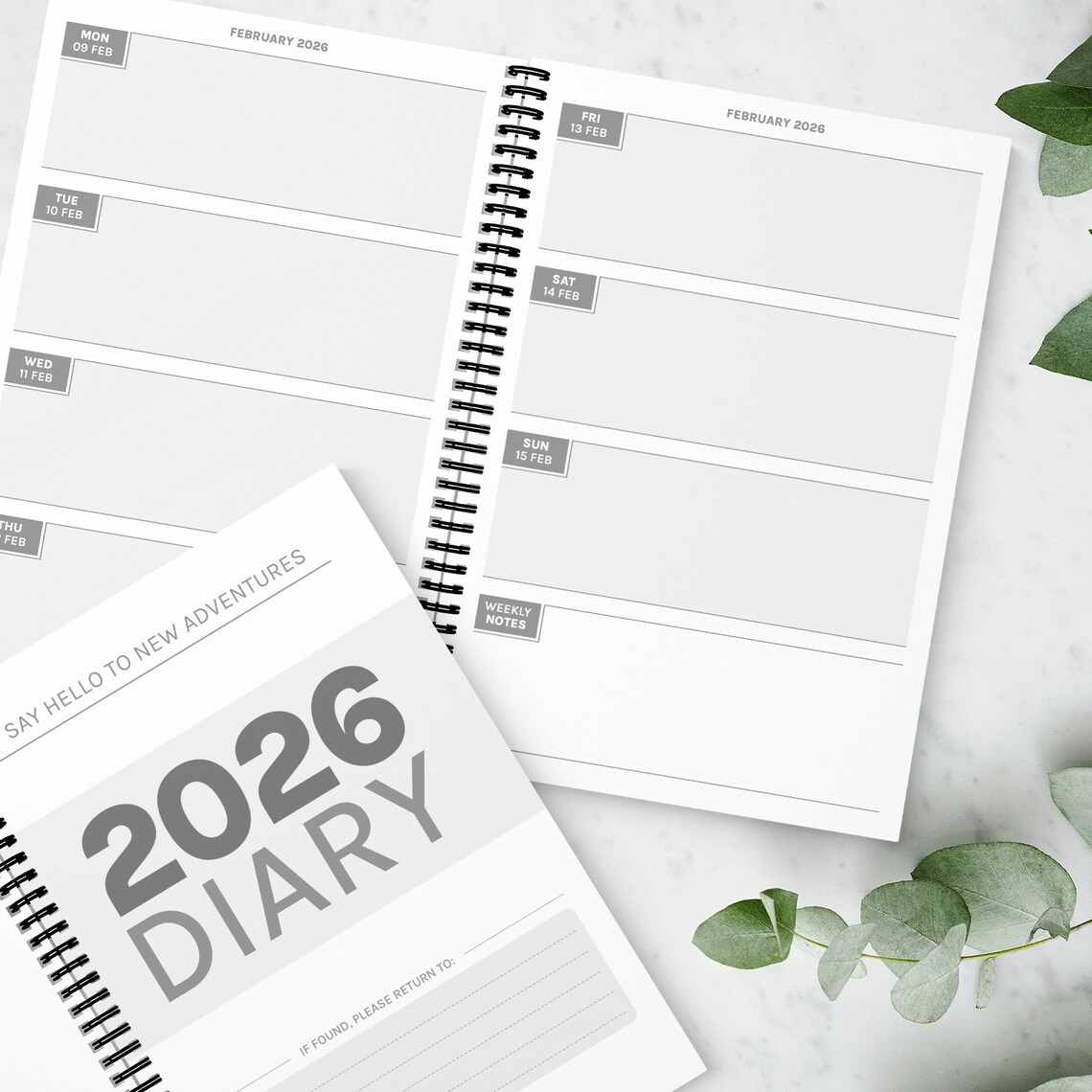 Kitty Cat 2026 2027 Diary A5 Week to View Journal Appointment Wirebound ...