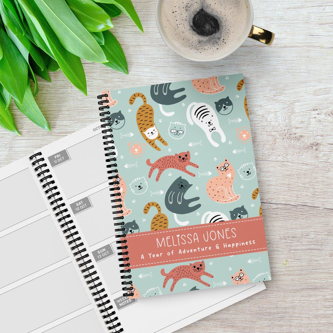 Kitty Cat 2026 2027 Diary A5 Personalised Calendar Book Ladies Girls ...