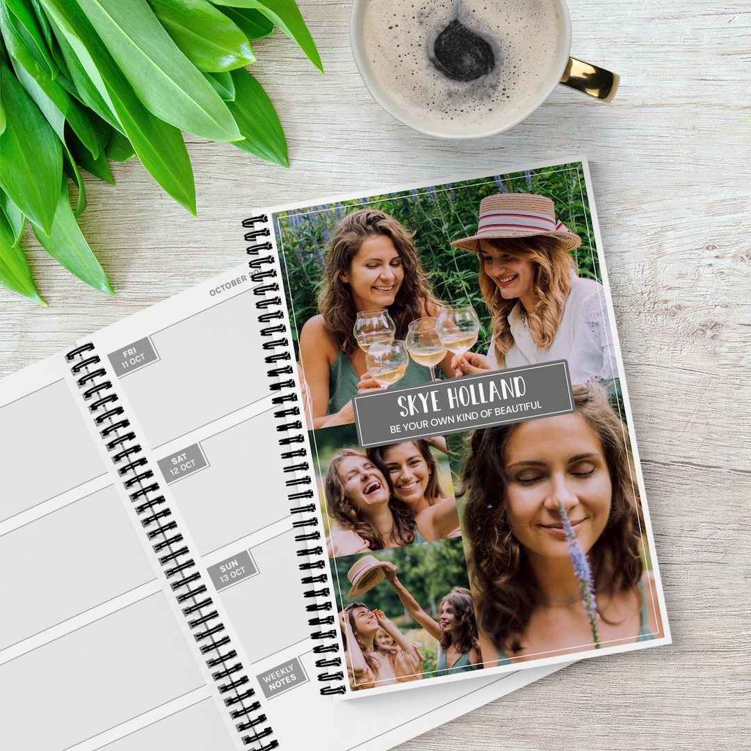 Modern Badge Photo 2026 2027 Diary A5 Personalised Message Week to View ...