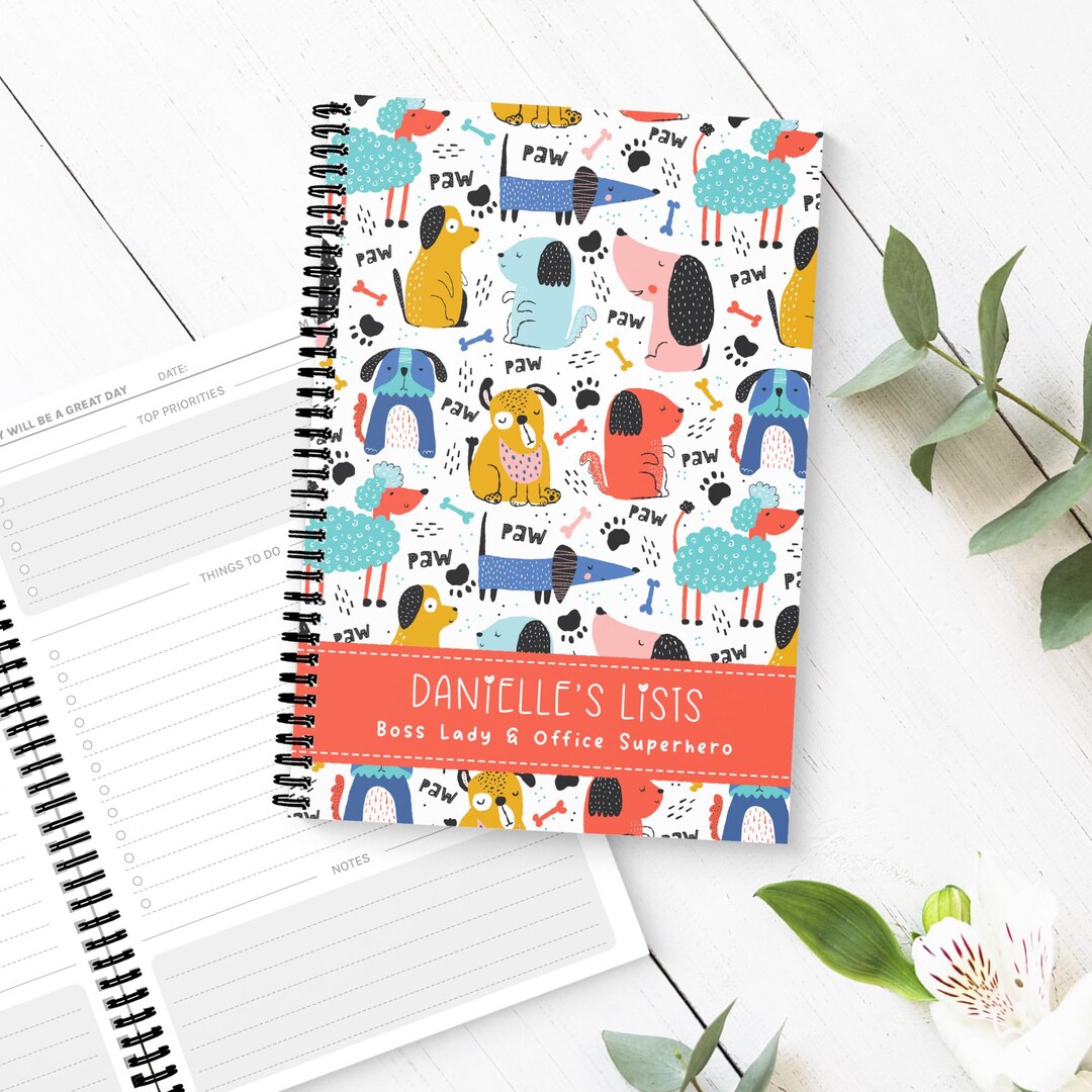 Pawsome Dogs to Do List Book A5 Personalised Name Message Task Planner ...