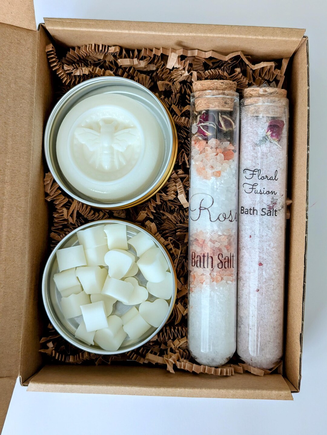Self Care Gift Box: Organic Bath Salts, Lavender Lotion Bar & Botanical ...