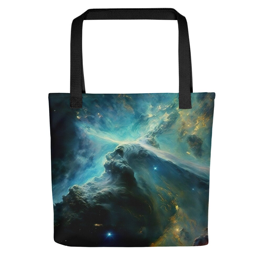 Galaxy Tote Bag, Cosmos Inspired All Over Print Polyester Bag, Starry ...