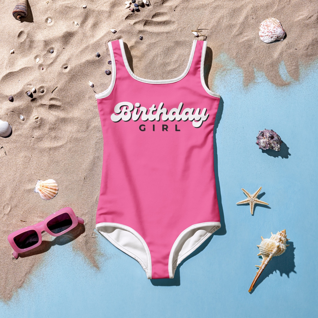 Personalized Birthday Girl Swimsuit, One Piece Bathing Suit, Hot Pink ...
