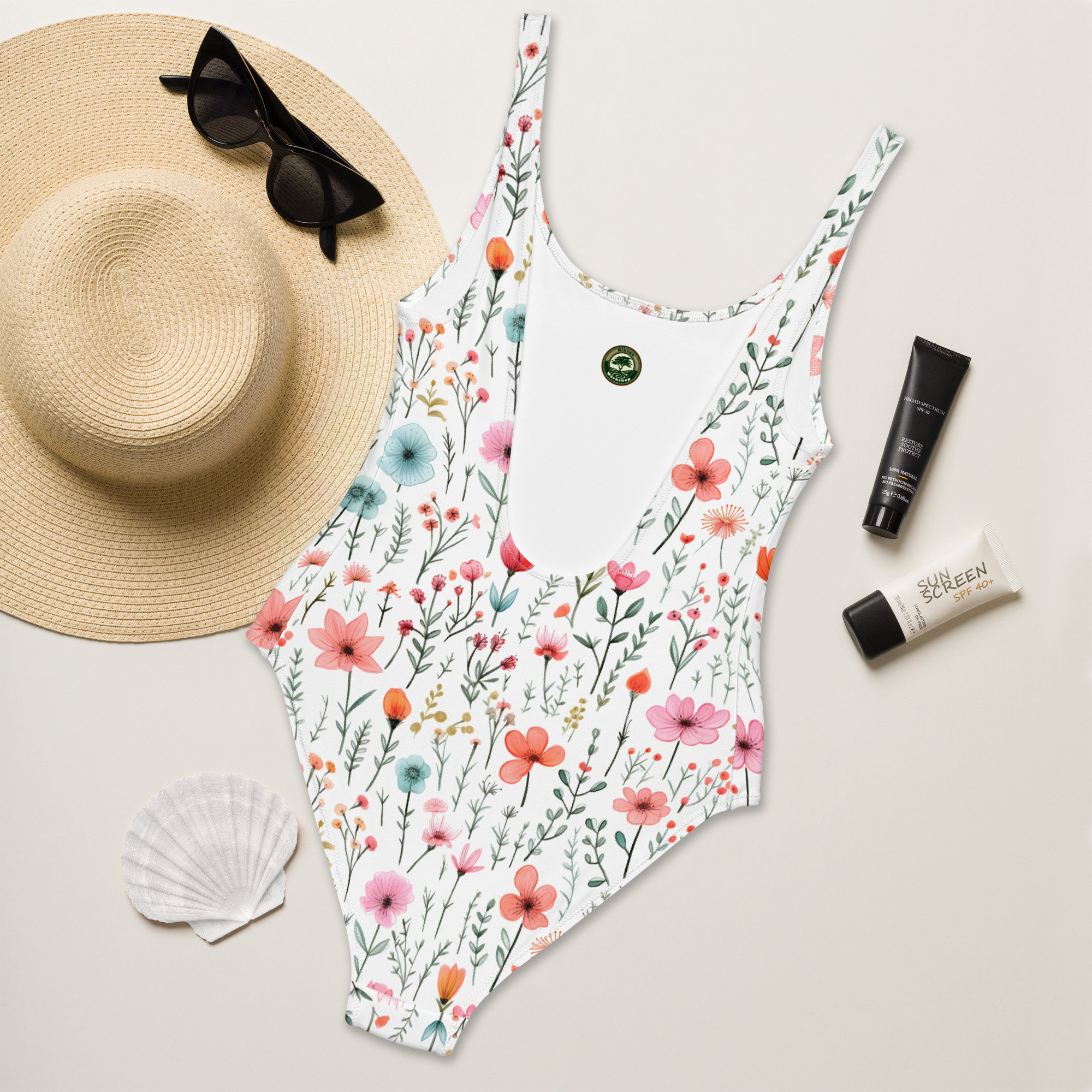Floral One-piece Swimsuit Wildflower Wanderlust Flowers Cute Summer ...