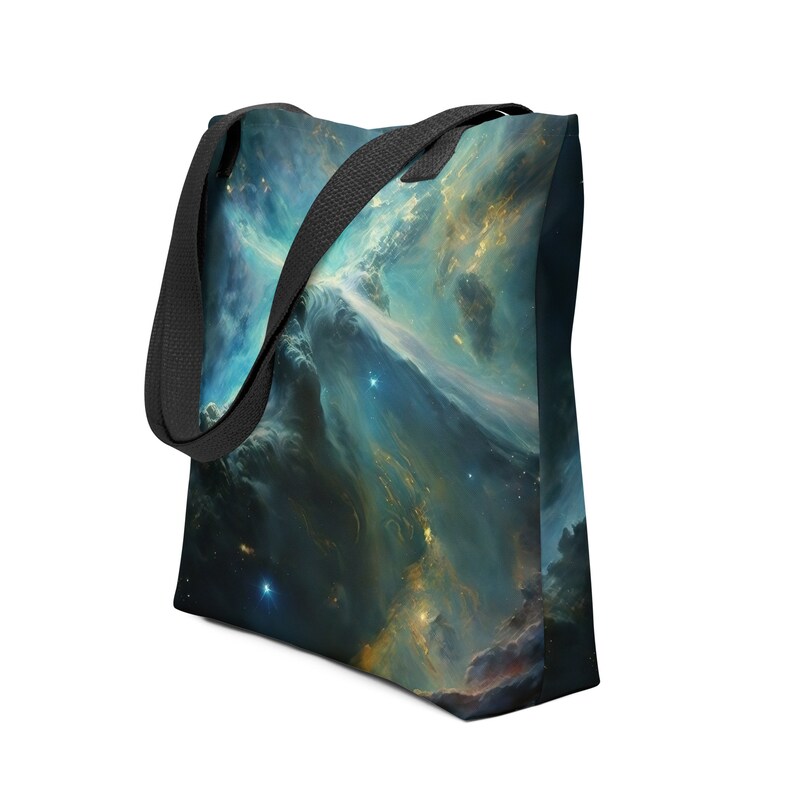Galaxy Tote Bag, Cosmos Inspired All Over Print Polyester Bag, Starry ...