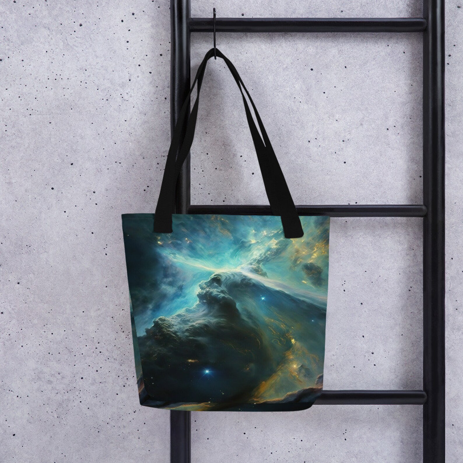 Galaxy Tote Bag, Cosmos Inspired All Over Print Polyester Bag, Starry ...