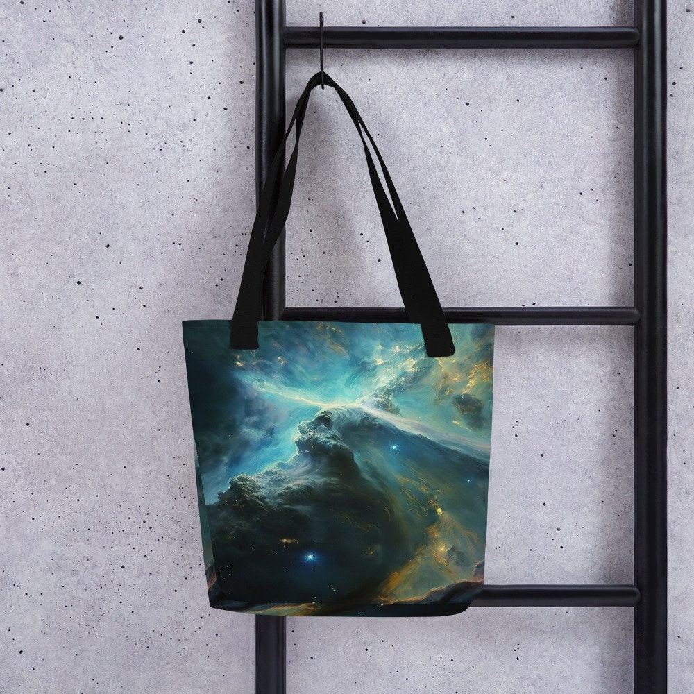 Galaxy Tote Bag, Cosmos Inspired All Over Print Polyester Bag, Starry ...