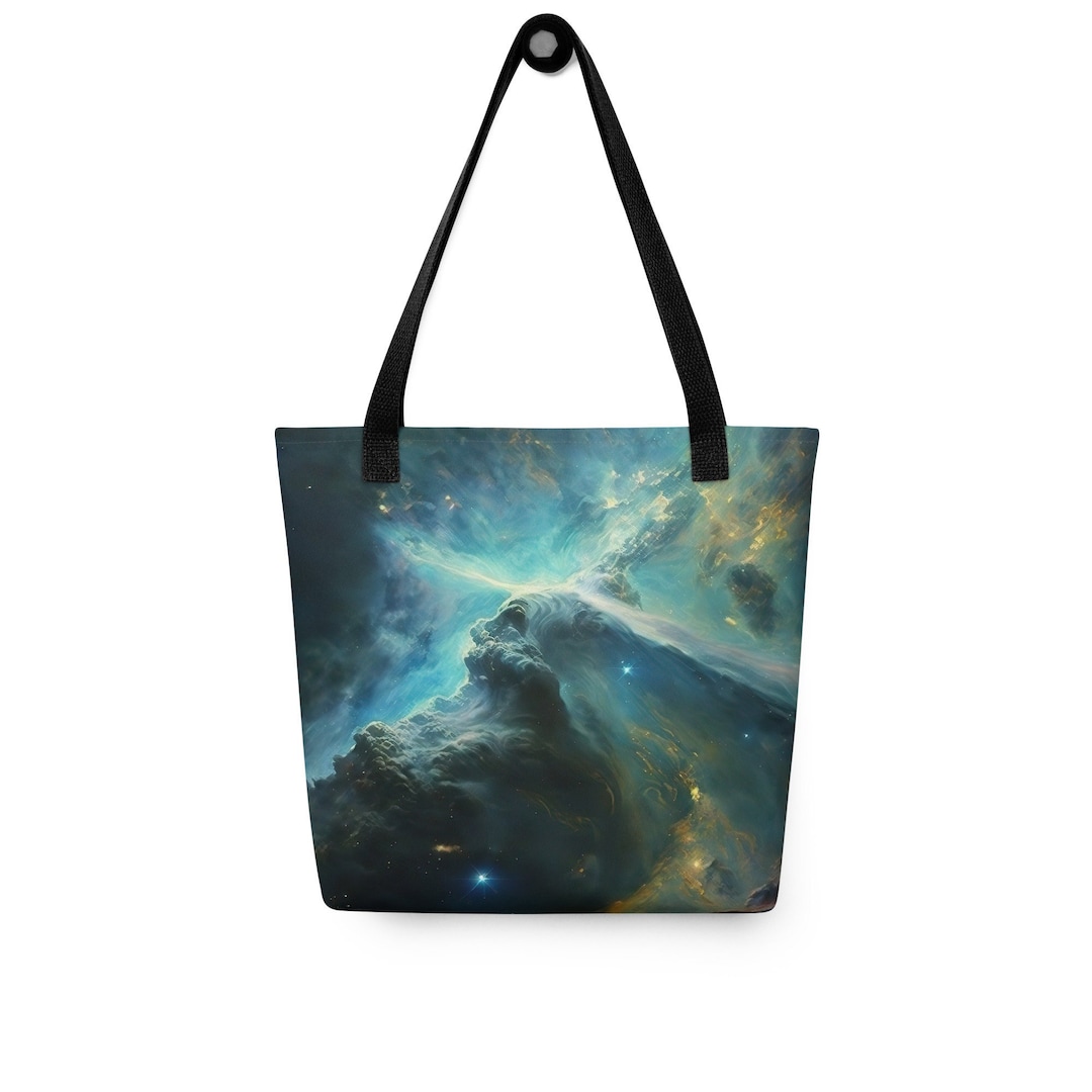 Galaxy Tote Bag, Cosmos Inspired All Over Print Polyester Bag, Starry ...