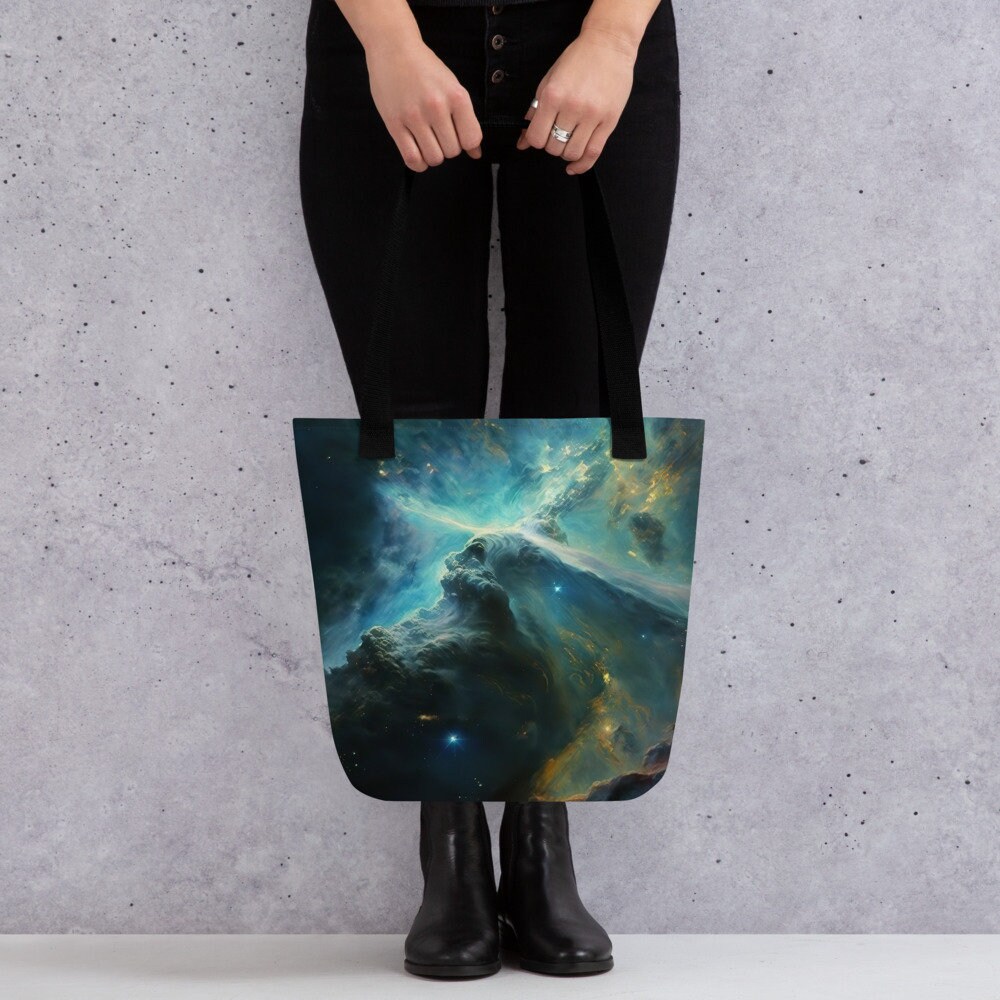 Galaxy Tote Bag, Cosmos Inspired All Over Print Polyester Bag, Starry ...