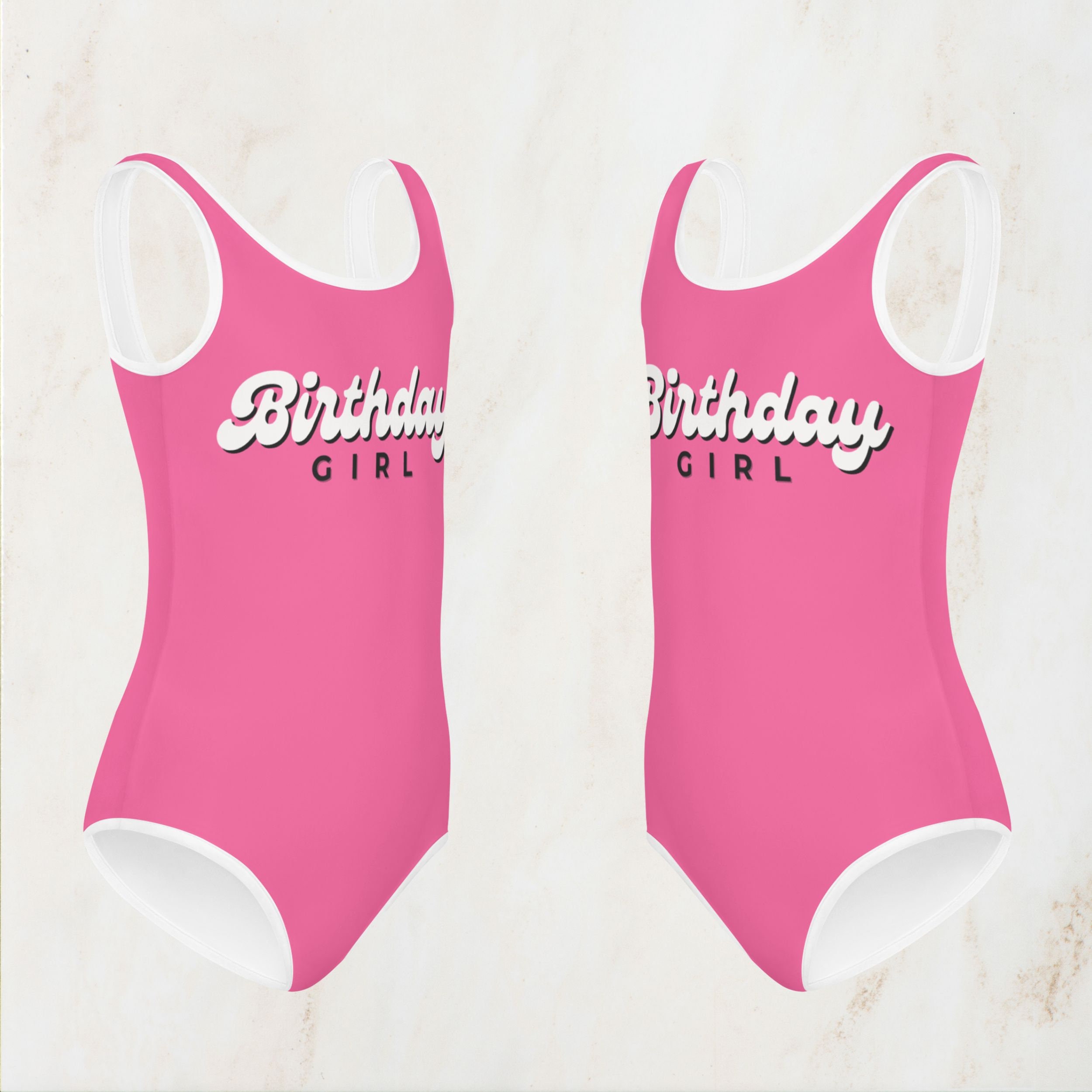 Personalized Birthday Girl Swimsuit, One Piece Bathing Suit, Hot Pink ...