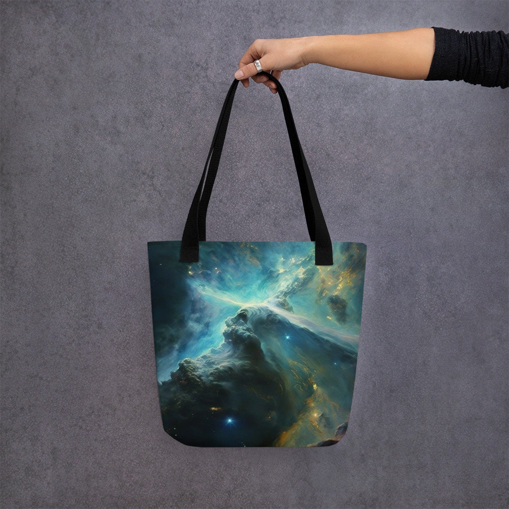 Galaxy Tote Bag, Cosmos Inspired All Over Print Polyester Bag, Starry ...