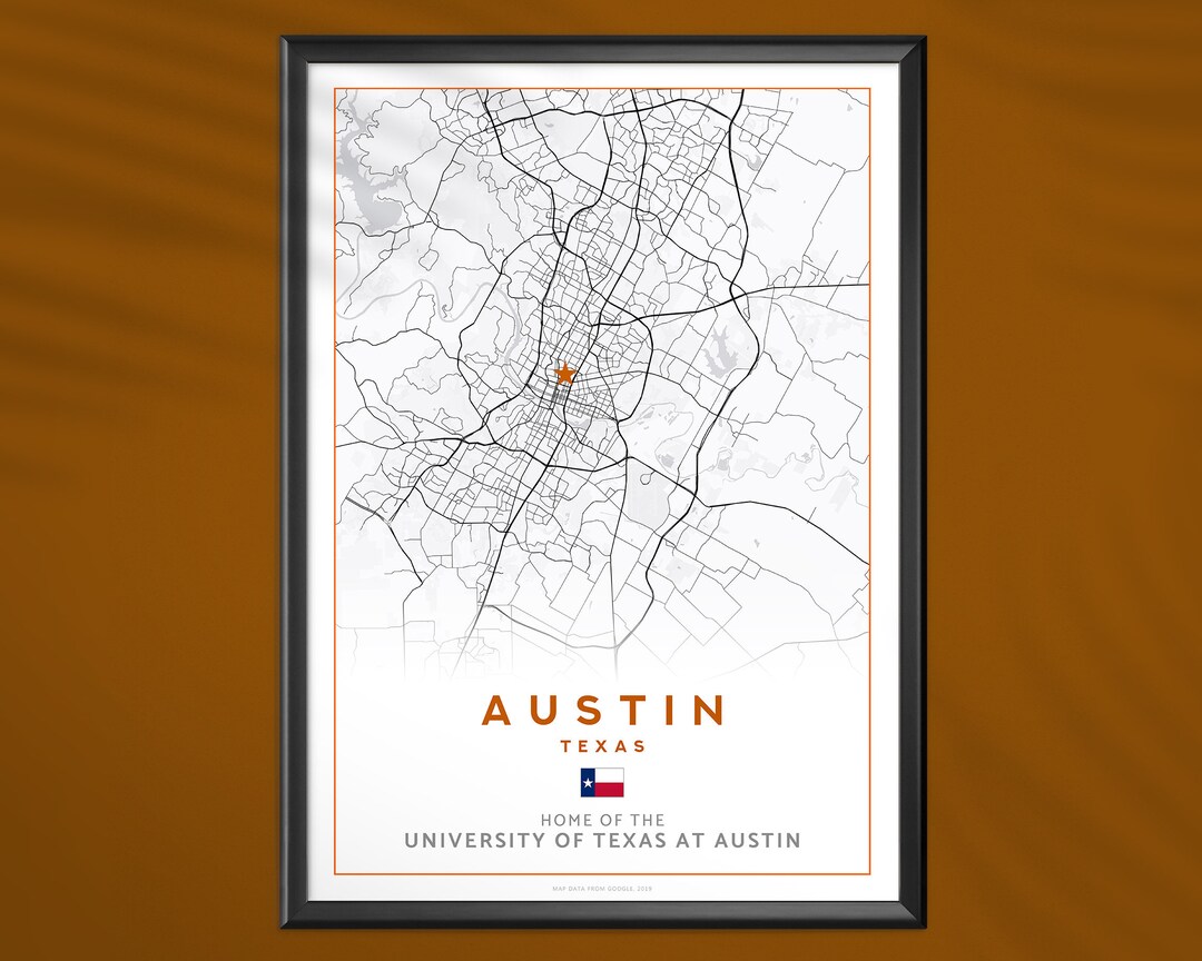 COLLEGE TOWNS Austin Map Print Poster University of Texas - Etsy