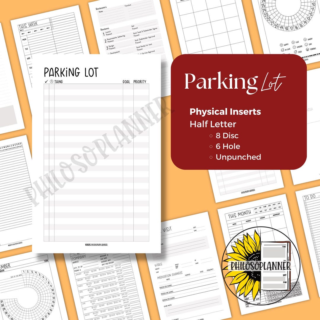 Parking Lot Planner Inserts Half Letter Discbound Task Capture Set - Etsy