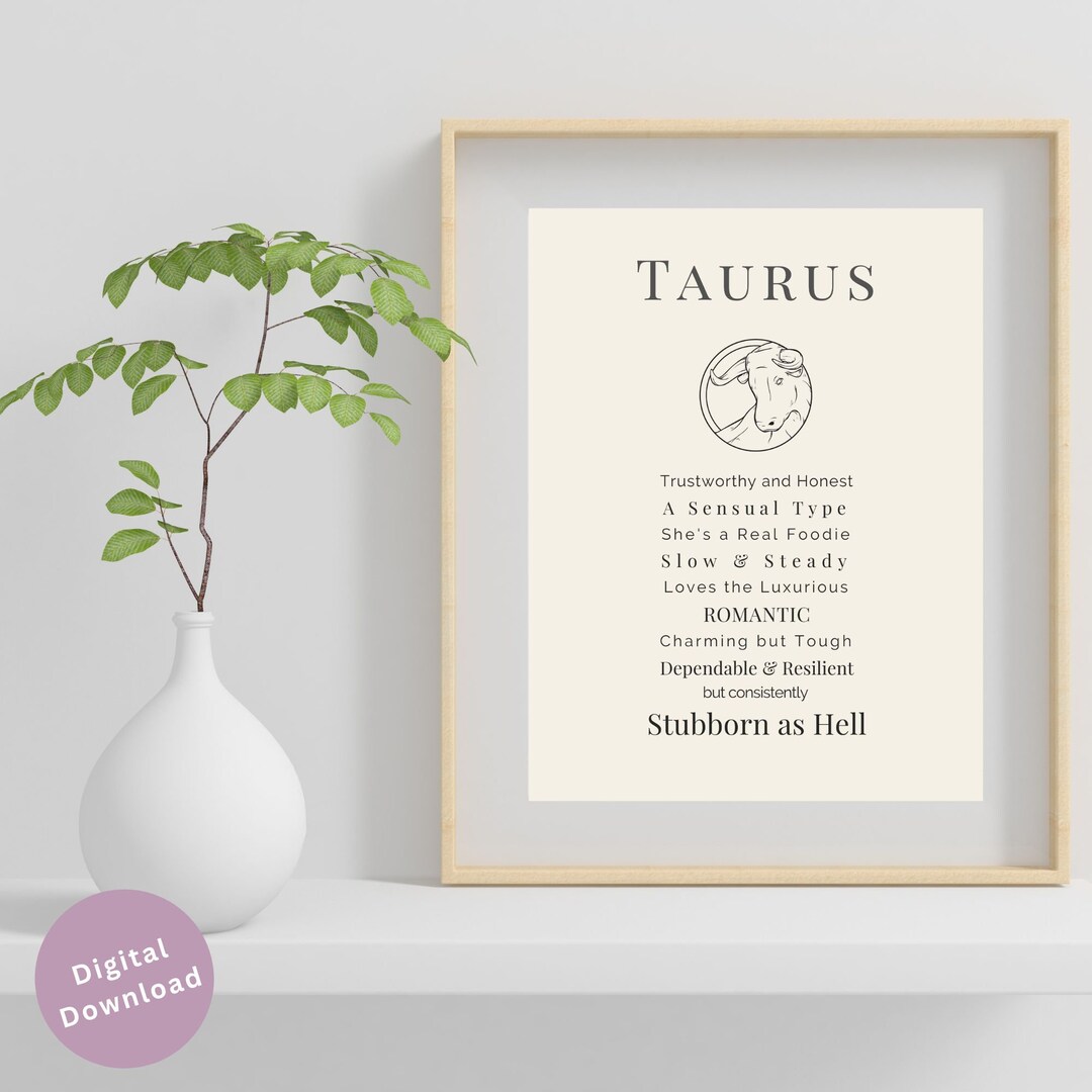 Taurus Boho Wall Art Print|taurus Personality Traits Digital Print ...
