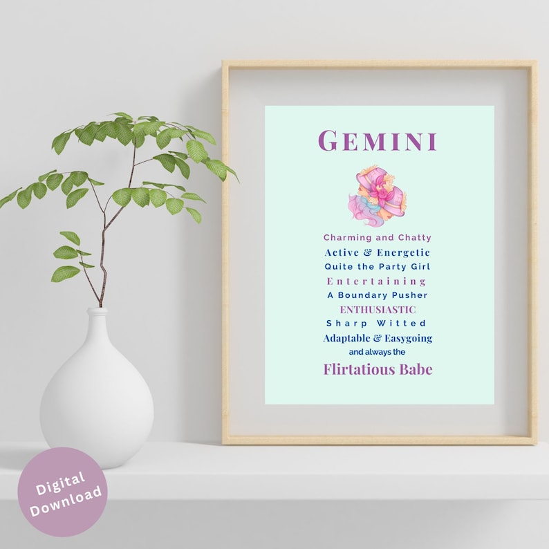 Gemini Woman Light Skin Tone Print|gemini Zodiac Traits|gemini ...