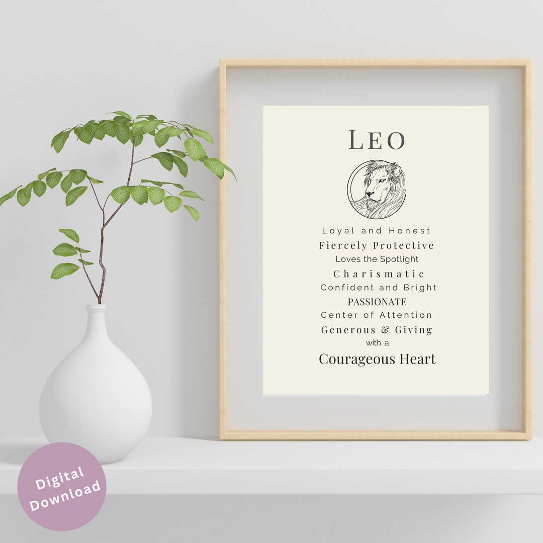 Leo Zodiac Sign Print | Personality Traits Constellation Art (digital ...