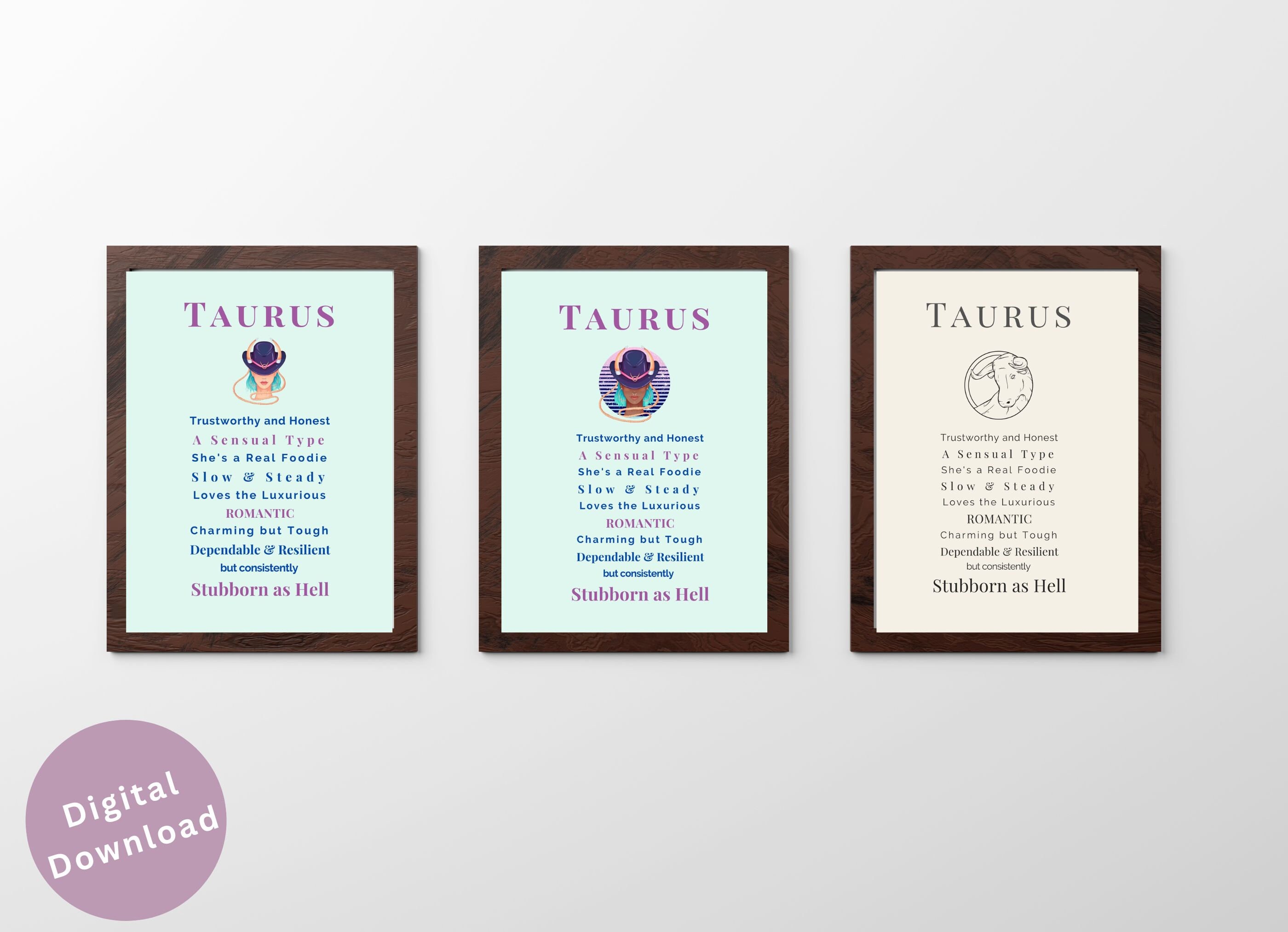Taurus Boho Wall Art Print|taurus Personality Traits Digital Print ...