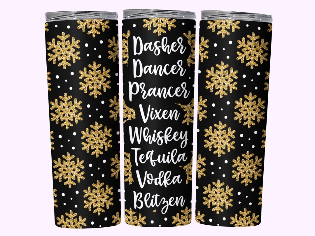 Funny Christmas Tumbler Wrap, Drunk Reindeer 20oz Skinny Tumbler ...