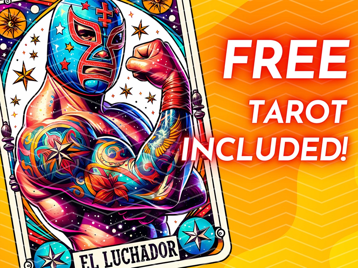 El Luchador Tarot Card PNG, Funny Mexican Wrestler Sublimation Design ...