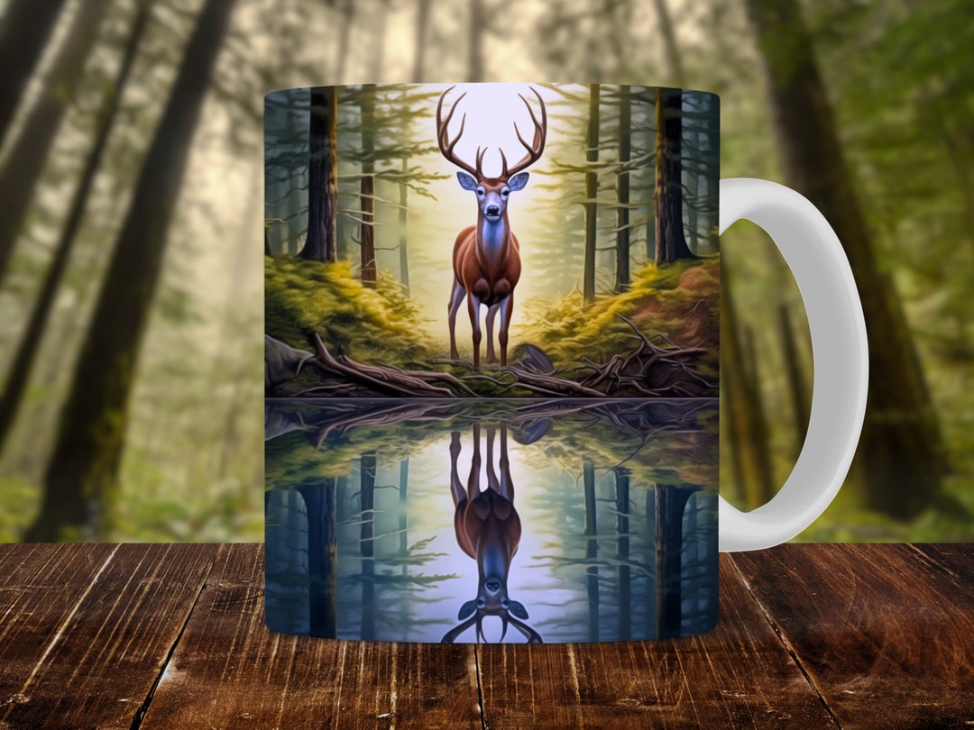 Buck Deer Mug Wrap for Men, 11oz and 15oz Mug Sublimation Design ...