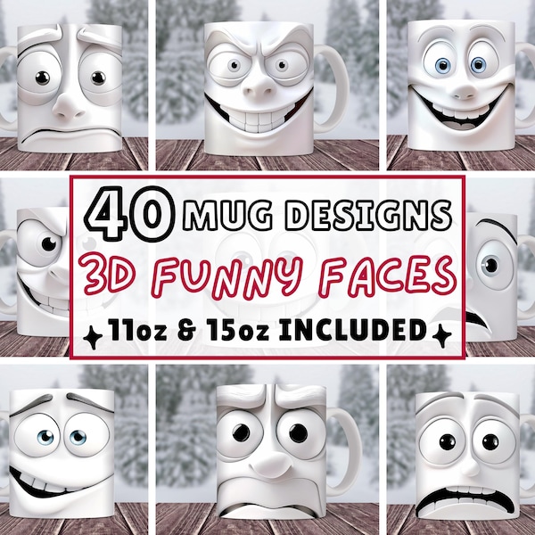 3d Funny Faces Mug Design - Etsy