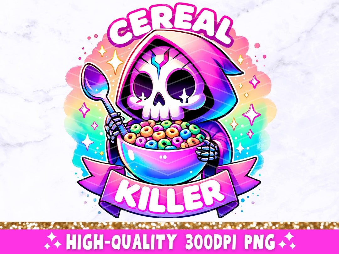 Cereal Killer PNG, Sarcastic Skeleton Sublimation Design, Trendy Skull ...
